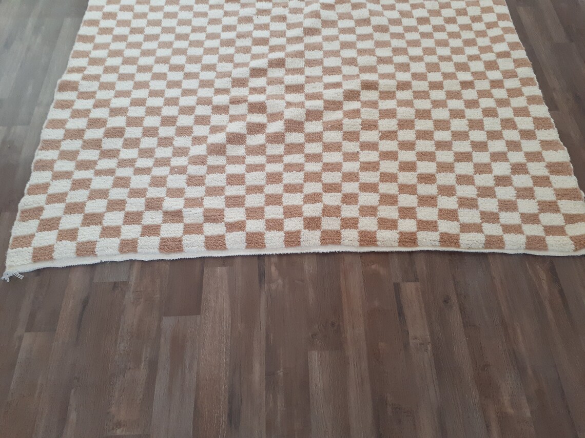 Brown and White Checkered Rug Moroccan Berber Checkered Rug - Etsy