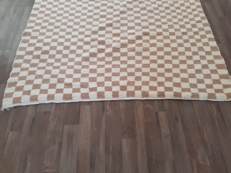 Brown and White Checkered Rug Moroccan Berber Checkered Rug | Etsy