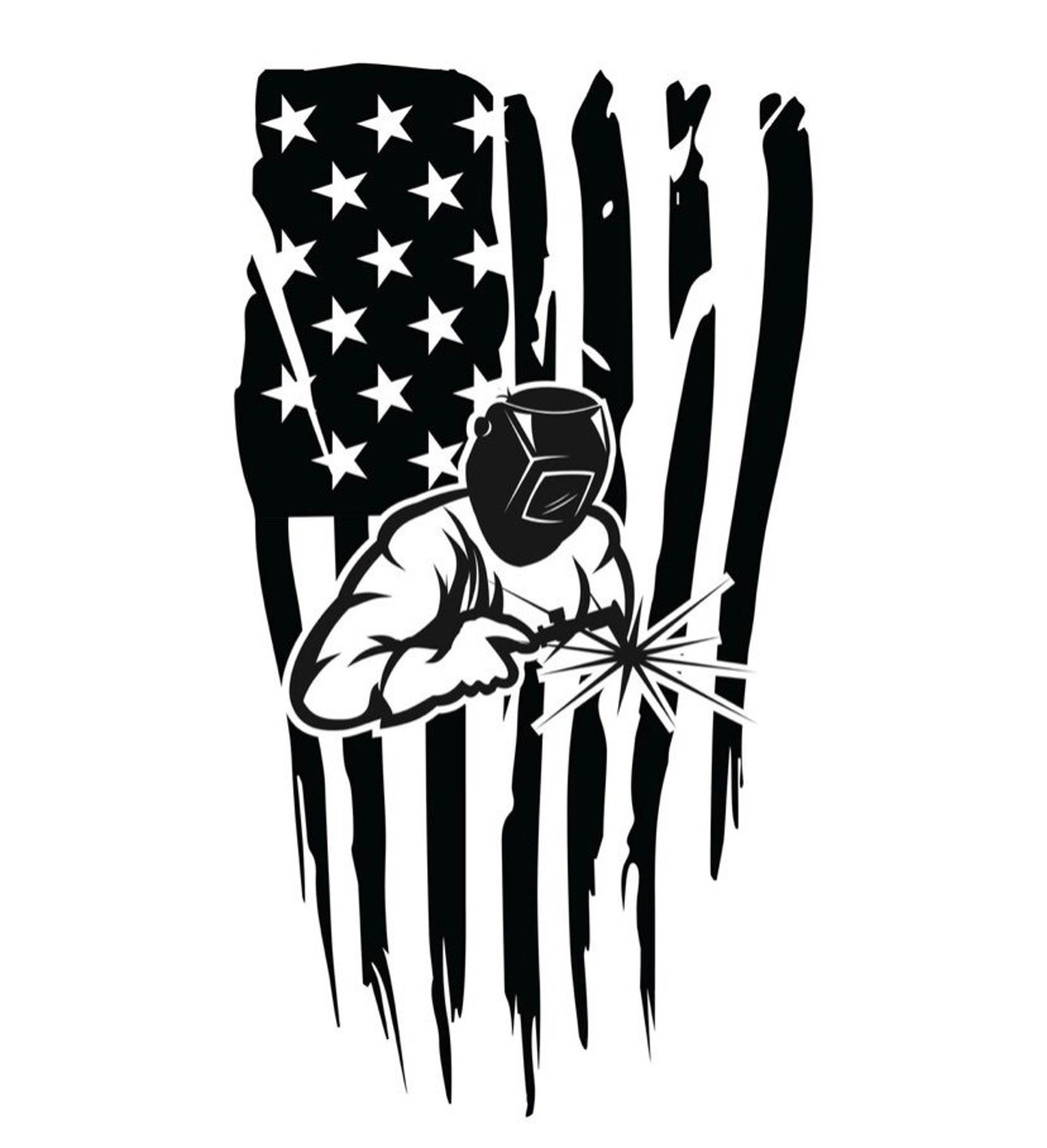 American flag welder Decal | Etsy