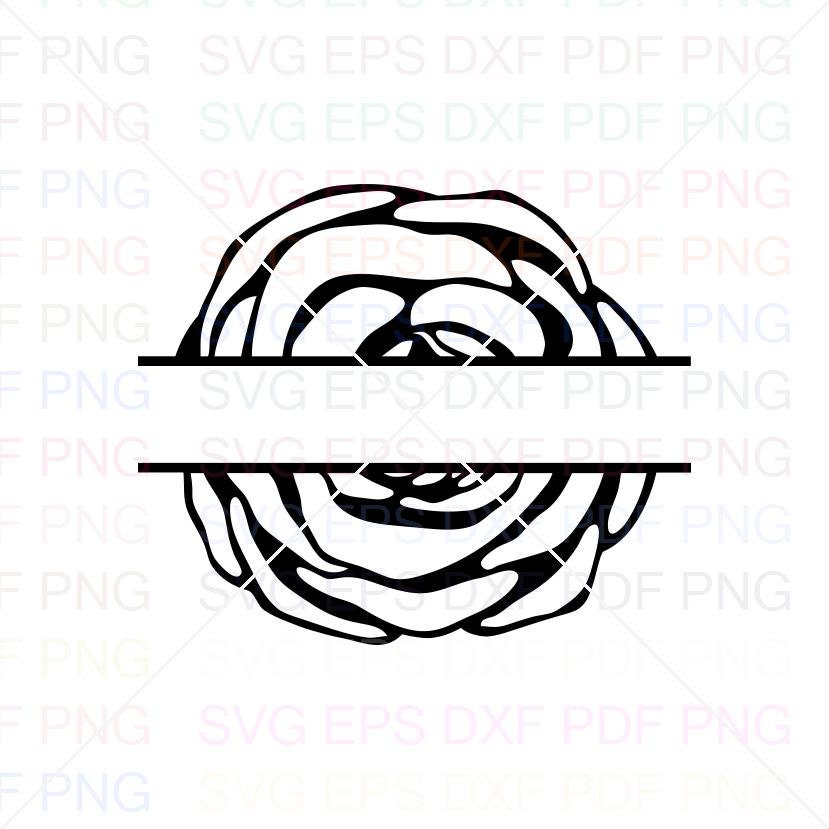 One Layer Split Rose Outline Svg Dxf Eps Pdf Png Cricut Etsy