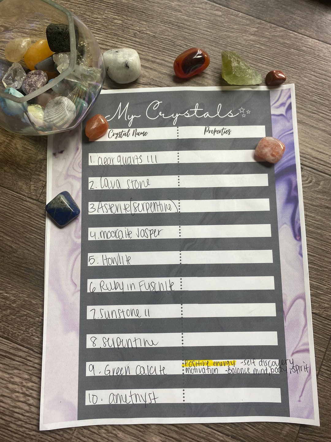 Crystal Collection List Template Printable PDF Features Stone Name ...
