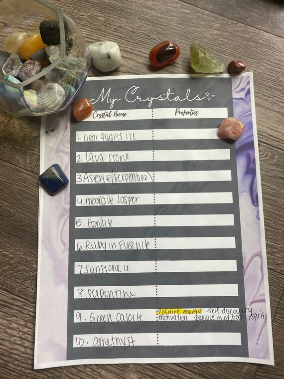 Crystal Collection List Template Printable PDF Features Stone - Etsy
