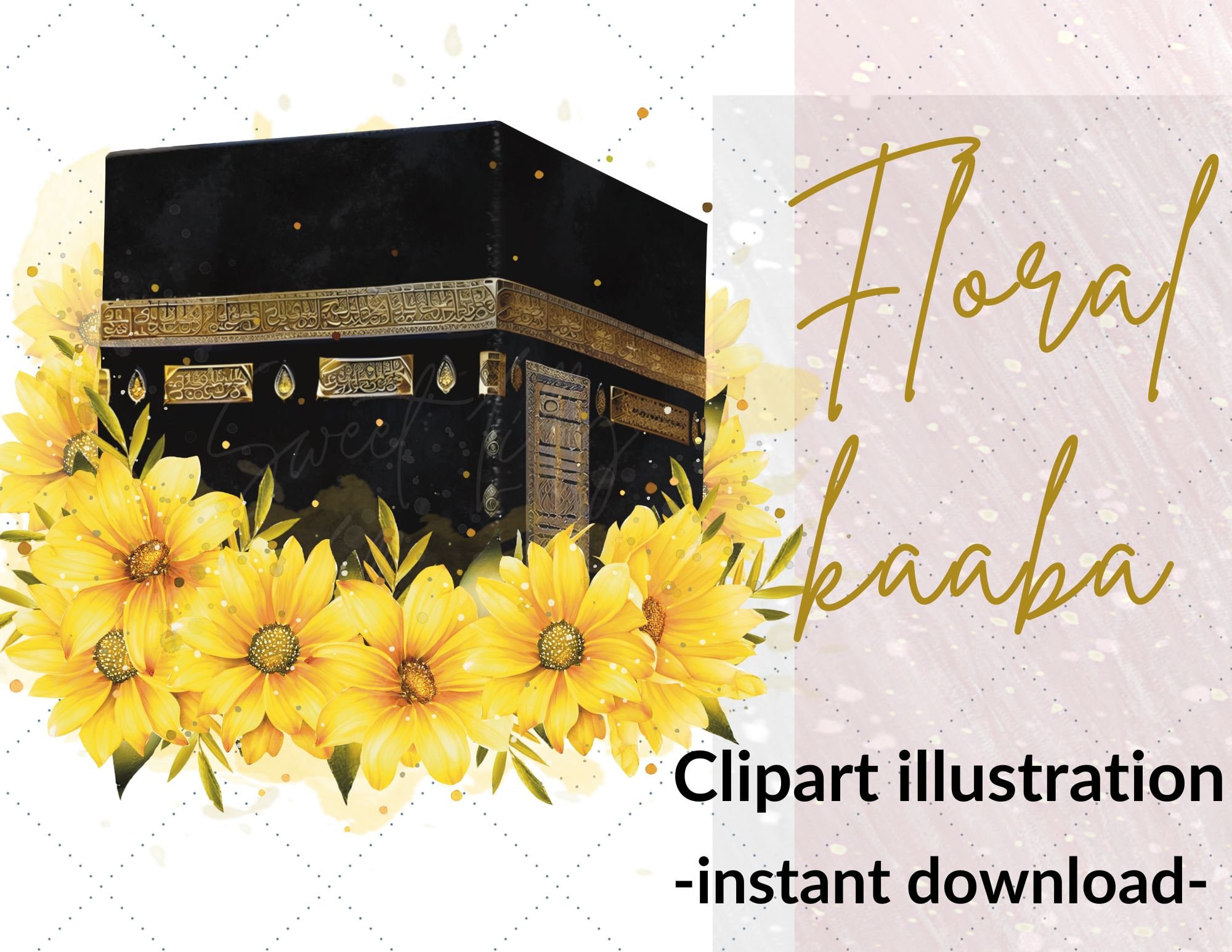 Floral Kaaba Clip Art Illustration | Eid Al Adha Digital File | Islamic ...