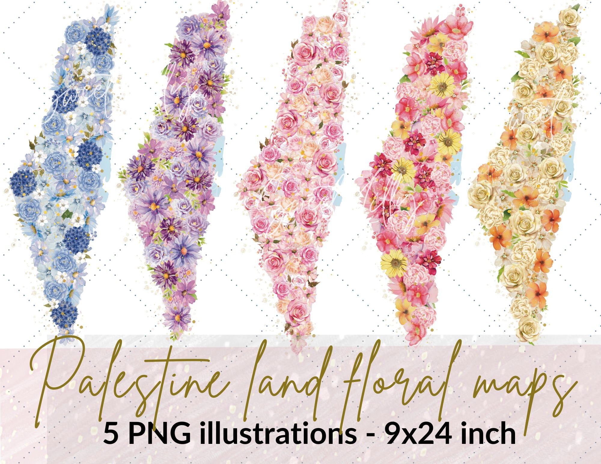 Palestine Floral Map 5 Clipart Illustrations | Palestine Png Images ...