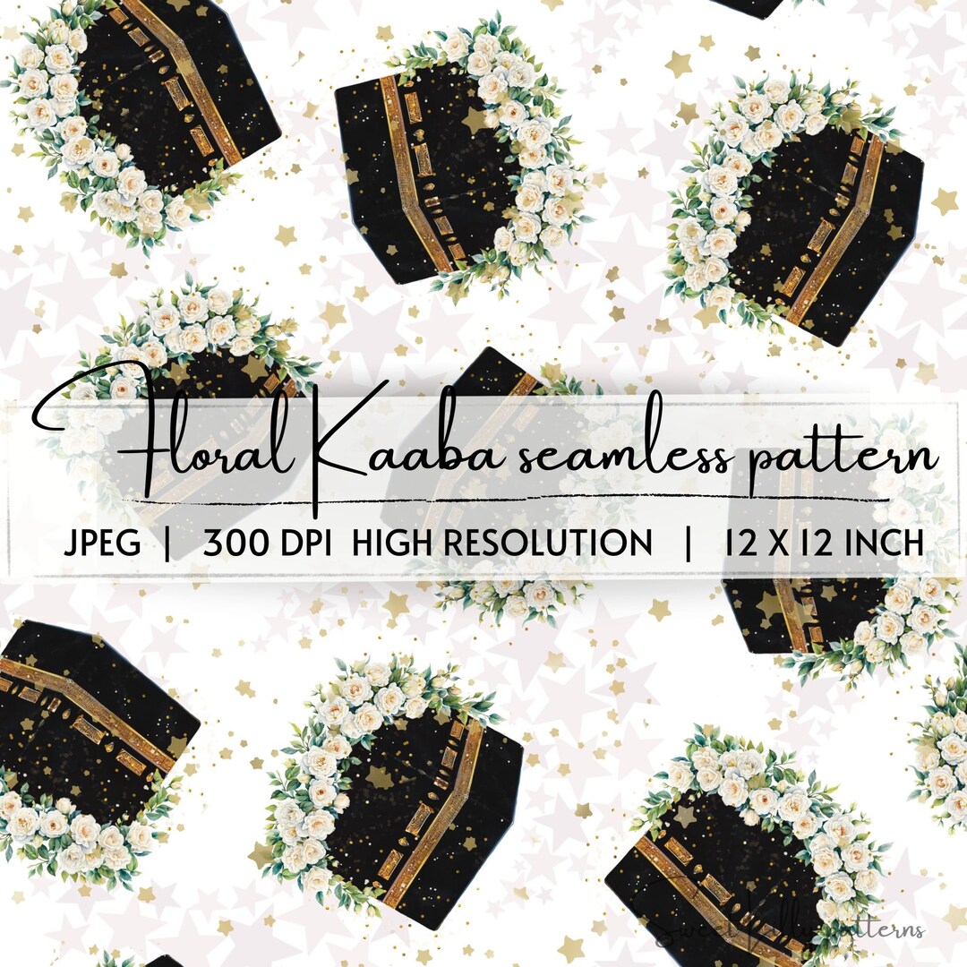 Floral Kaaba Digital Seamless Pattern| Hajj Digital Paper| Kaaba Repeat ...
