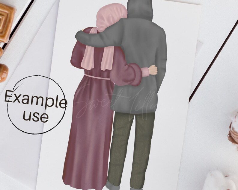 Muslim Couple Back View Illustration Islamic Clipart Muslim Clipart ...