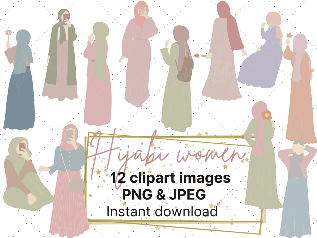 Hijabi Women Soft Colors Clipart Set - Muslim Girls Clipart - Islamic ...