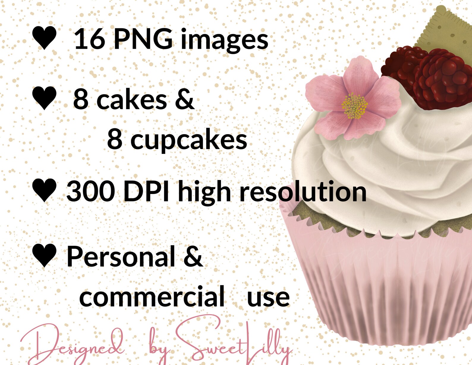Floral Cakes & Cupcakes Clipart Set Sweets Clipart - Etsy
