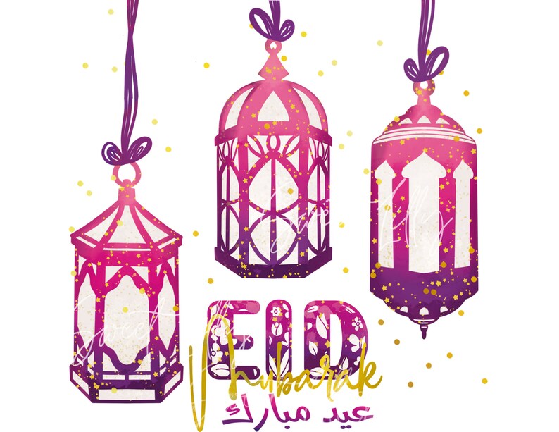 Eid Mubarak Clip Art Illustration Lanterns Illustrations - Etsy
