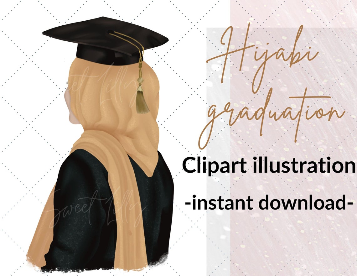 Hijabi Graduation Clip Art Illustration Islamic Clip Art Graduated ...