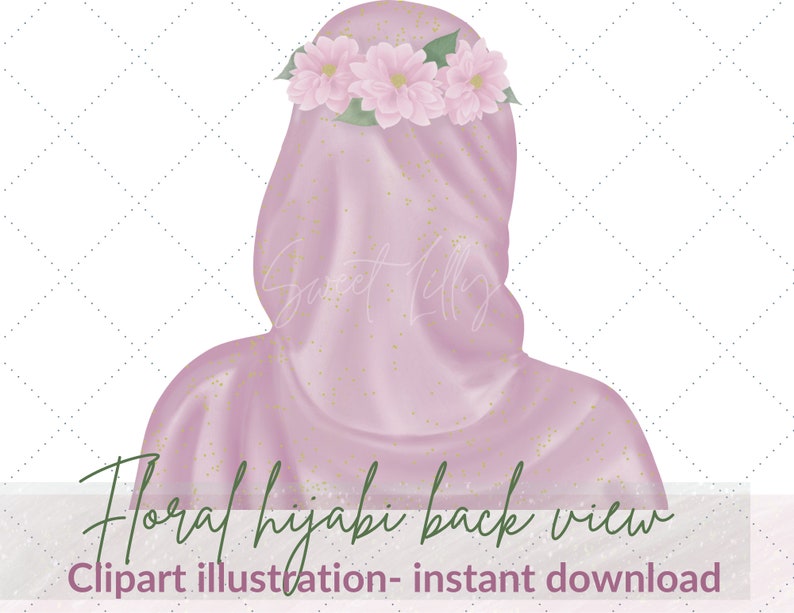 Hijabi Woman Back View Clipart Illustration Muslim Lady - Etsy