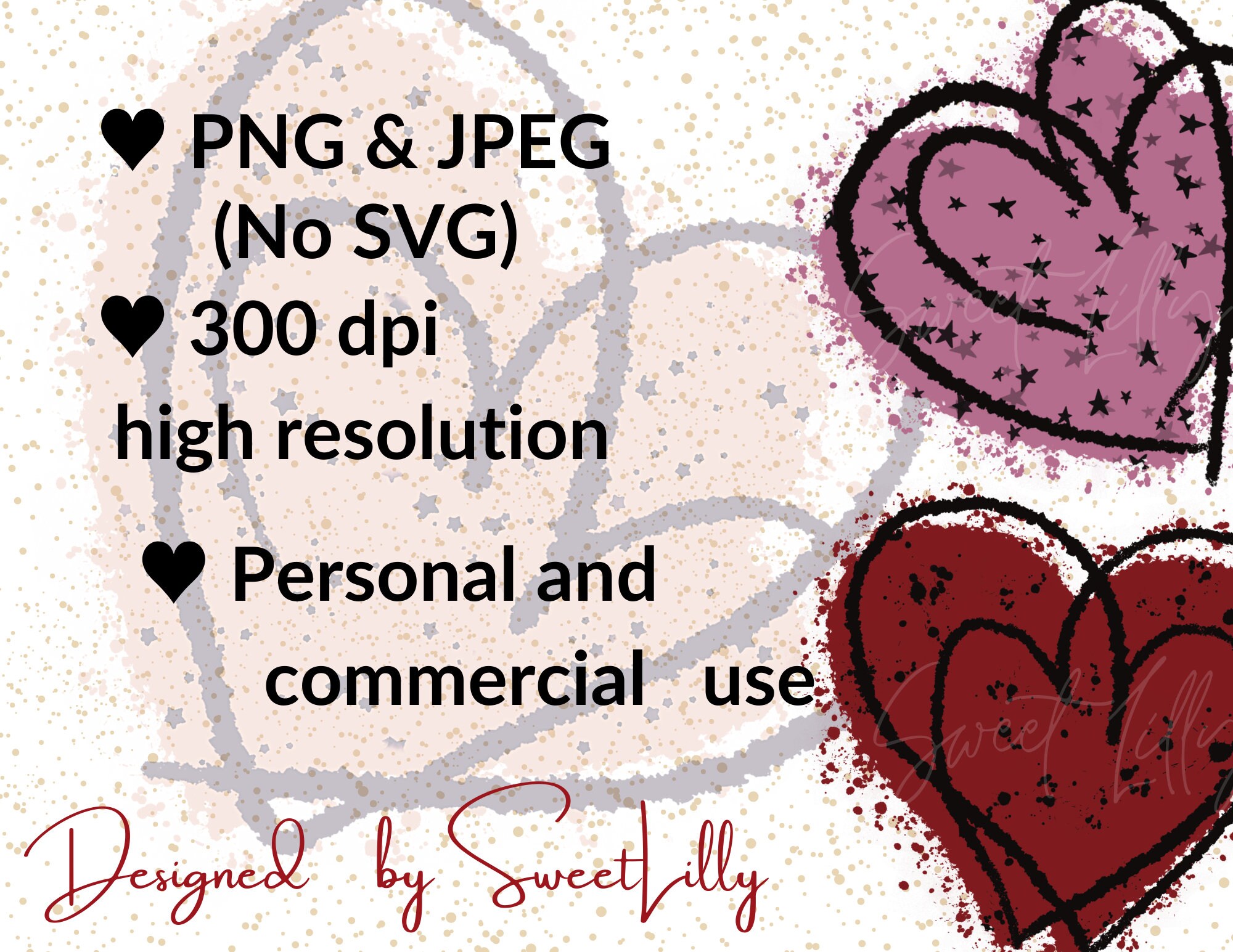 Doodle Hearts Clipart Set pink & Red Doodle Hearts Clipart - Etsy