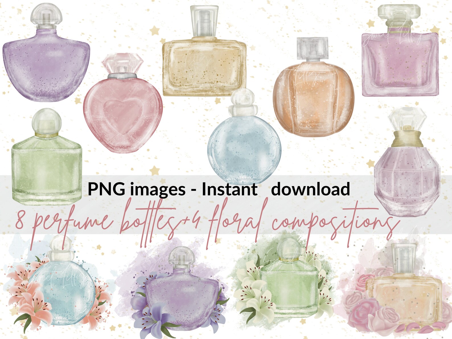 Perfume Bottles Clipart Set perfume Bottle Graphics perfume - Etsy