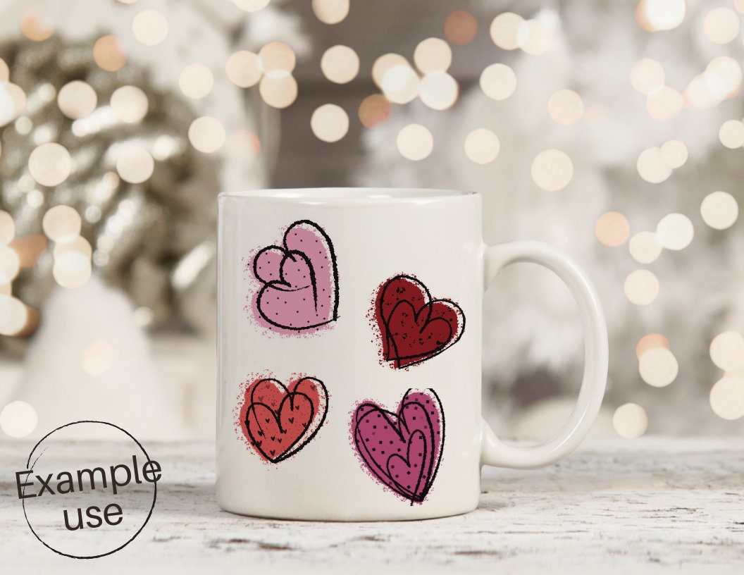 Doodle Hearts Clipart Set pink & Red Doodle Hearts Clipart - Etsy