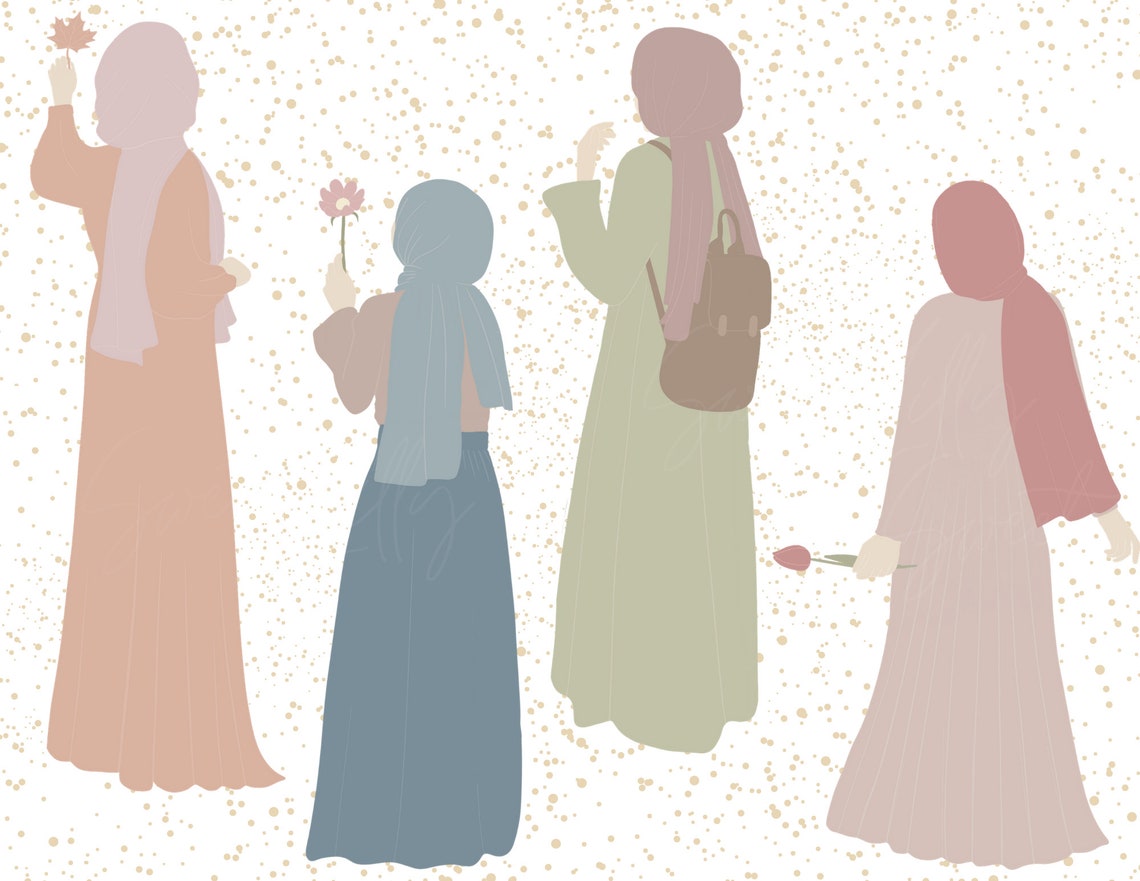 Hijabi Women Soft Colors Clipart Set - Muslim Girls Clipart - Islamic ...