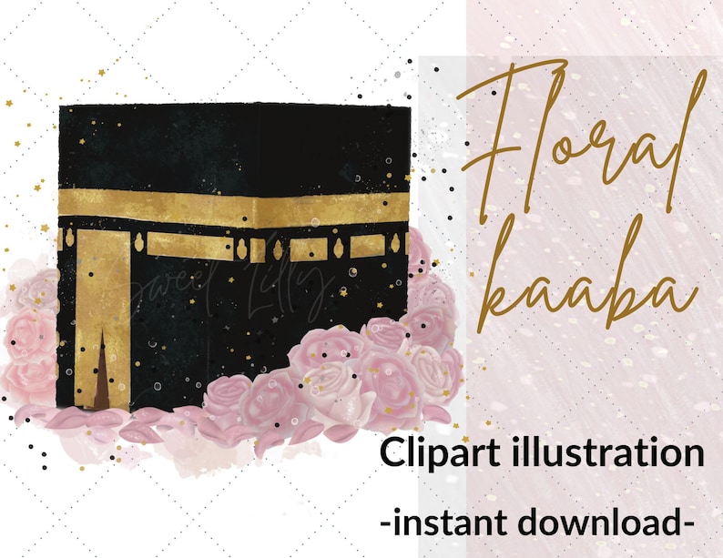 Floral Kaaba Clip Art Illustration | Eid Al Adha Digiral File | Islamic ...