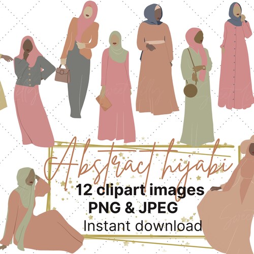 Abstract Women in Hijabs Clipart. Muslim Clip Art. Hijab - Etsy