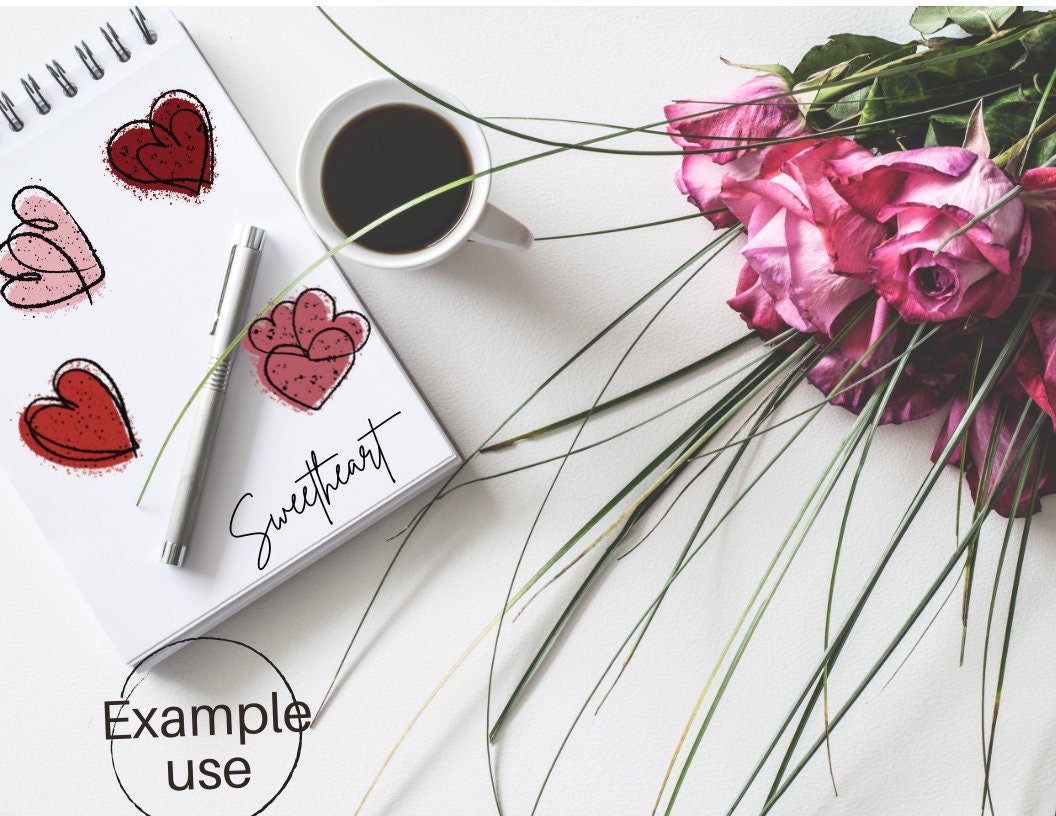 Doodle Hearts Clipart Set pink & Red Doodle Hearts Clipart - Etsy