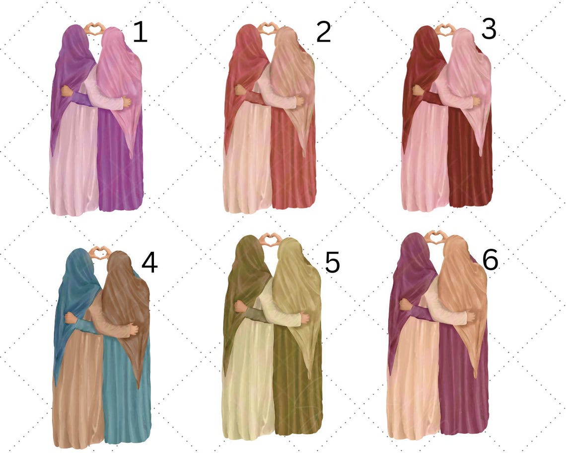 Personalized Hijabi Sisters Digital Poster |hijabi Best Friends ...