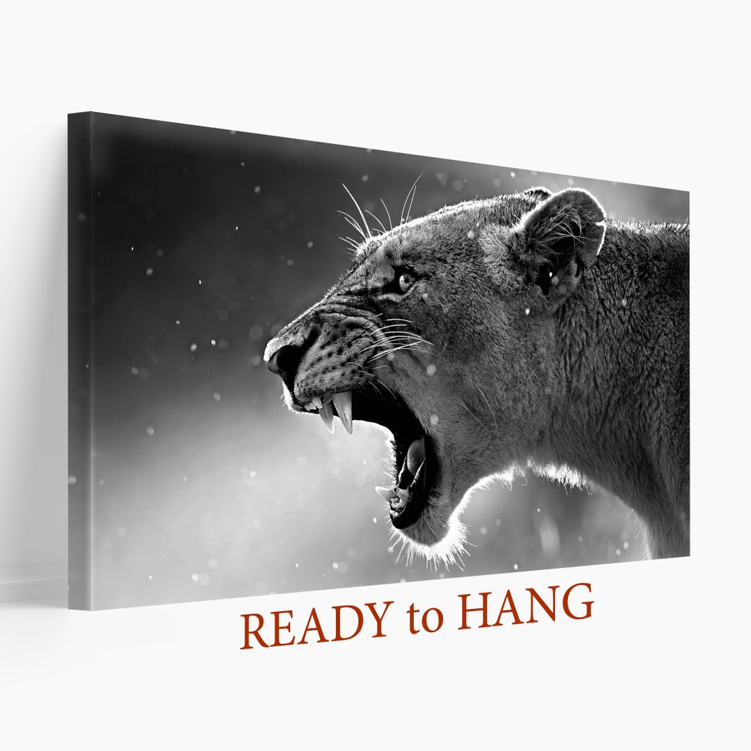 Lioness Canvas Print, Lions Wall Art, Lion Canvas Print, Lioness Print ...