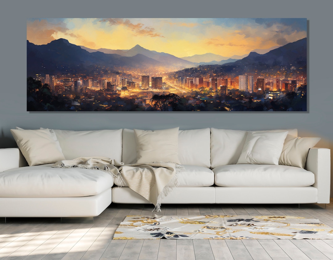 Large Caracas Skyline Canvas Print, Stunning Caracas Painting, Caracas ...