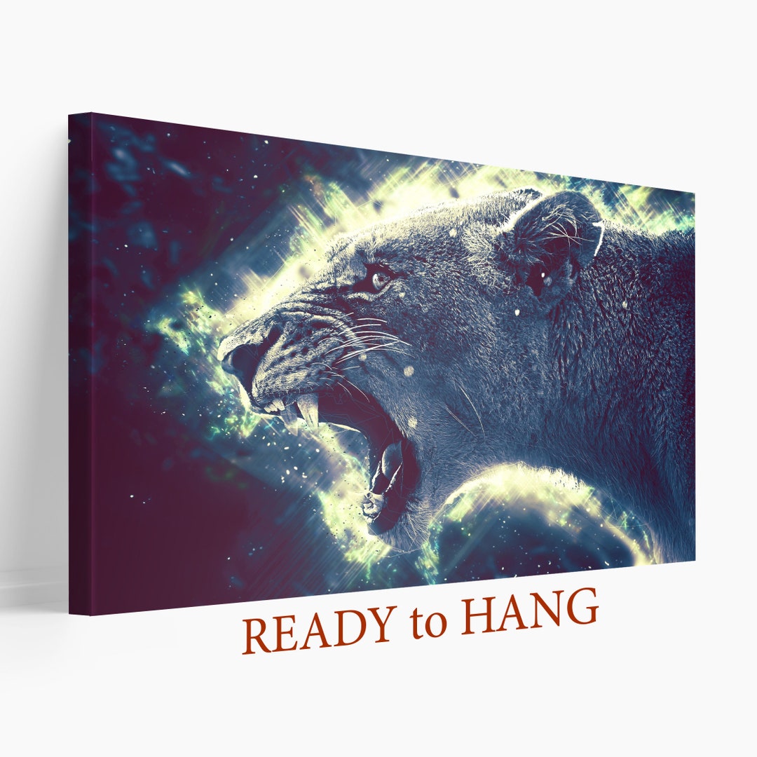 Abstract Lioness Canvas , Lions Wall Art, Lion Canvas Print, Lioness ...