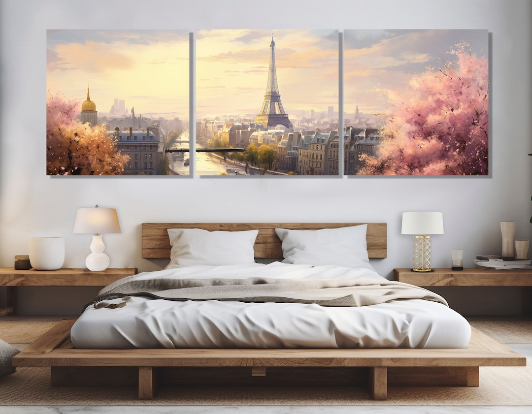 Large Paris Canvas Art, Beautiful Paris Panorama Painting Canvas Print ...