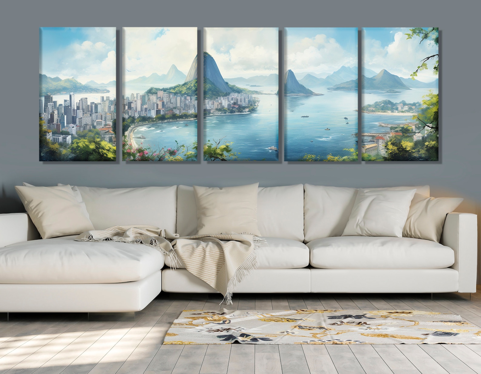 Scenic Rio De Janeiro Painting, Abstract Rio De Janeiro Canvas Print ...