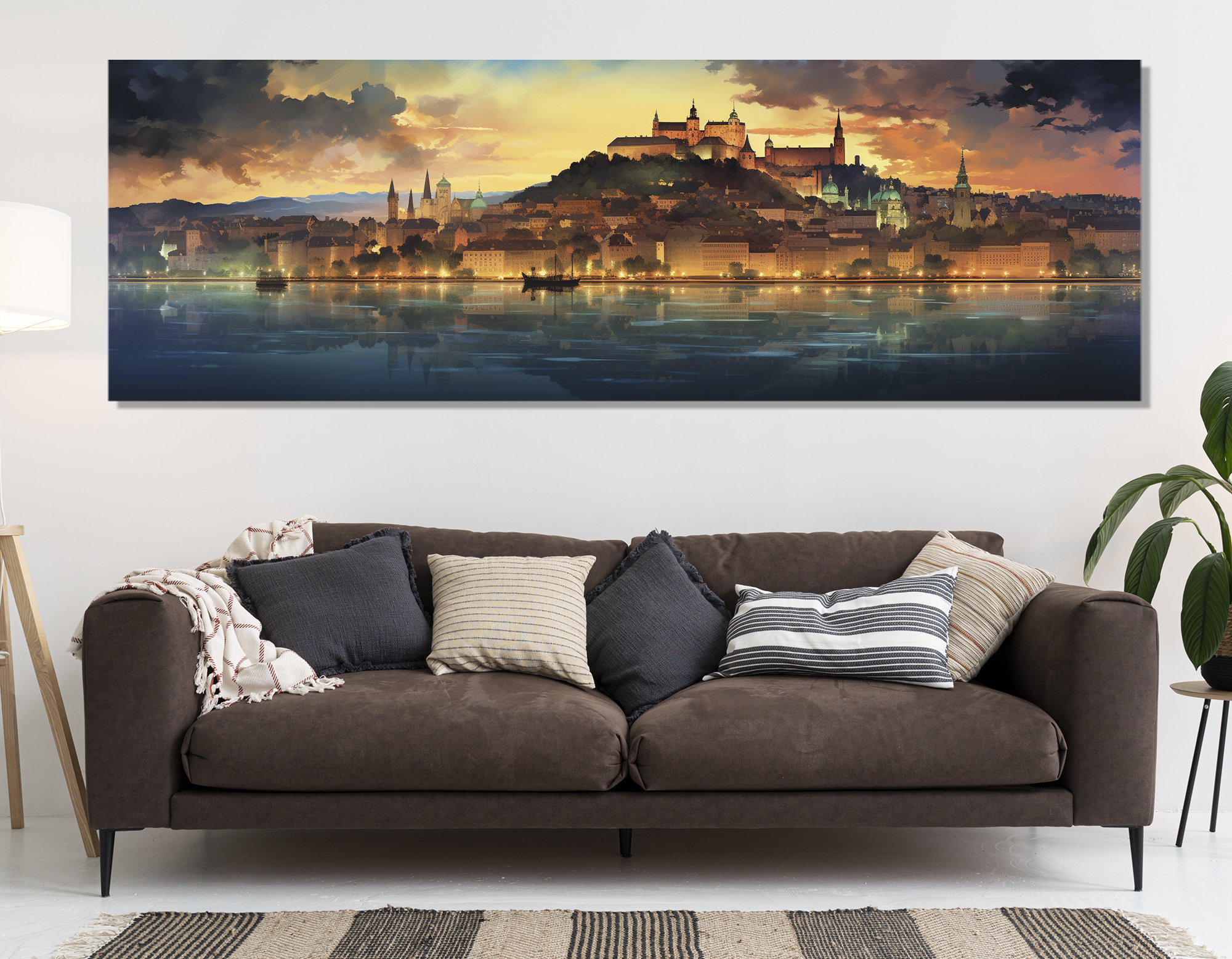 Vintage Bratislava Skyline Painting, Bratislava Canvas Print, Large ...