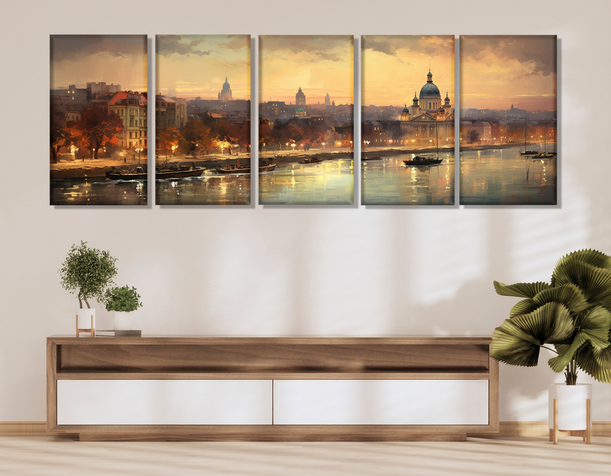 Vintage Belgrade Skyline Painting, Belgrade Canvas Print, Retro ...