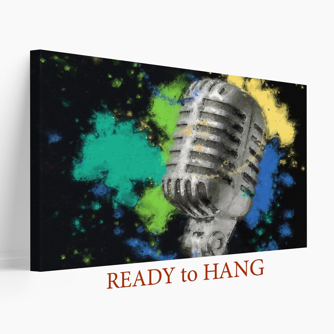 Microphone Wall Art, Abstract Microphone Shure 55 Canvas, Singer Gift ...
