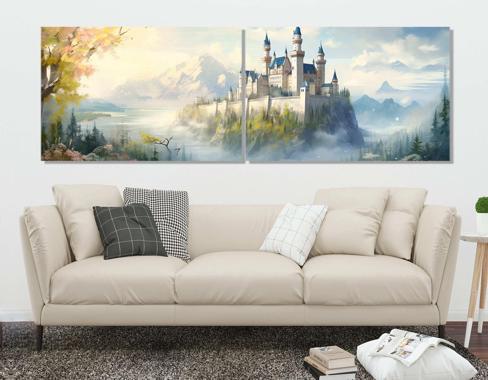 Large Neuschwanstein Castle Canvas Print, Vintage Neuschwanstein ...