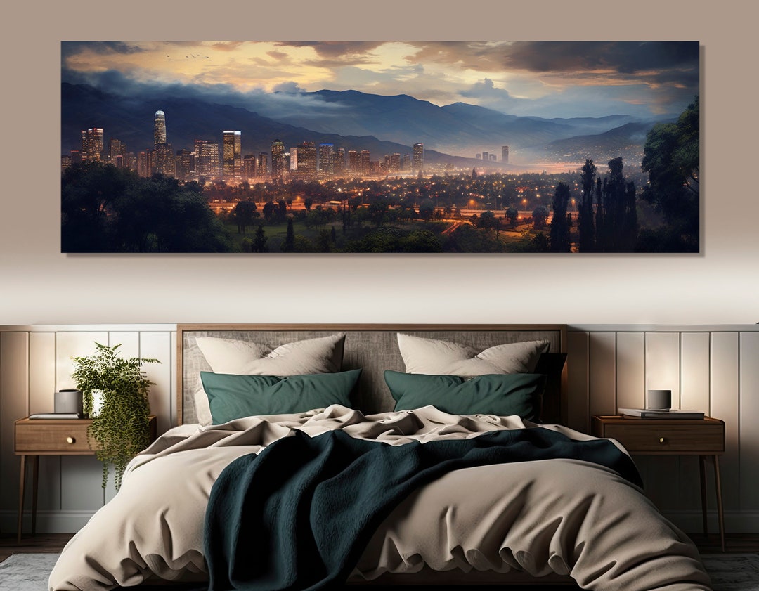 Vintage Bogota Skyline Painting, Bogota Canvas Print, Large Bogotá Wall ...