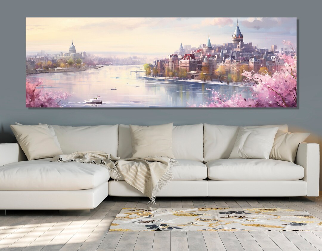 Scenic Québec City Skyline Painting, Colorful Québec City Canvas Print ...
