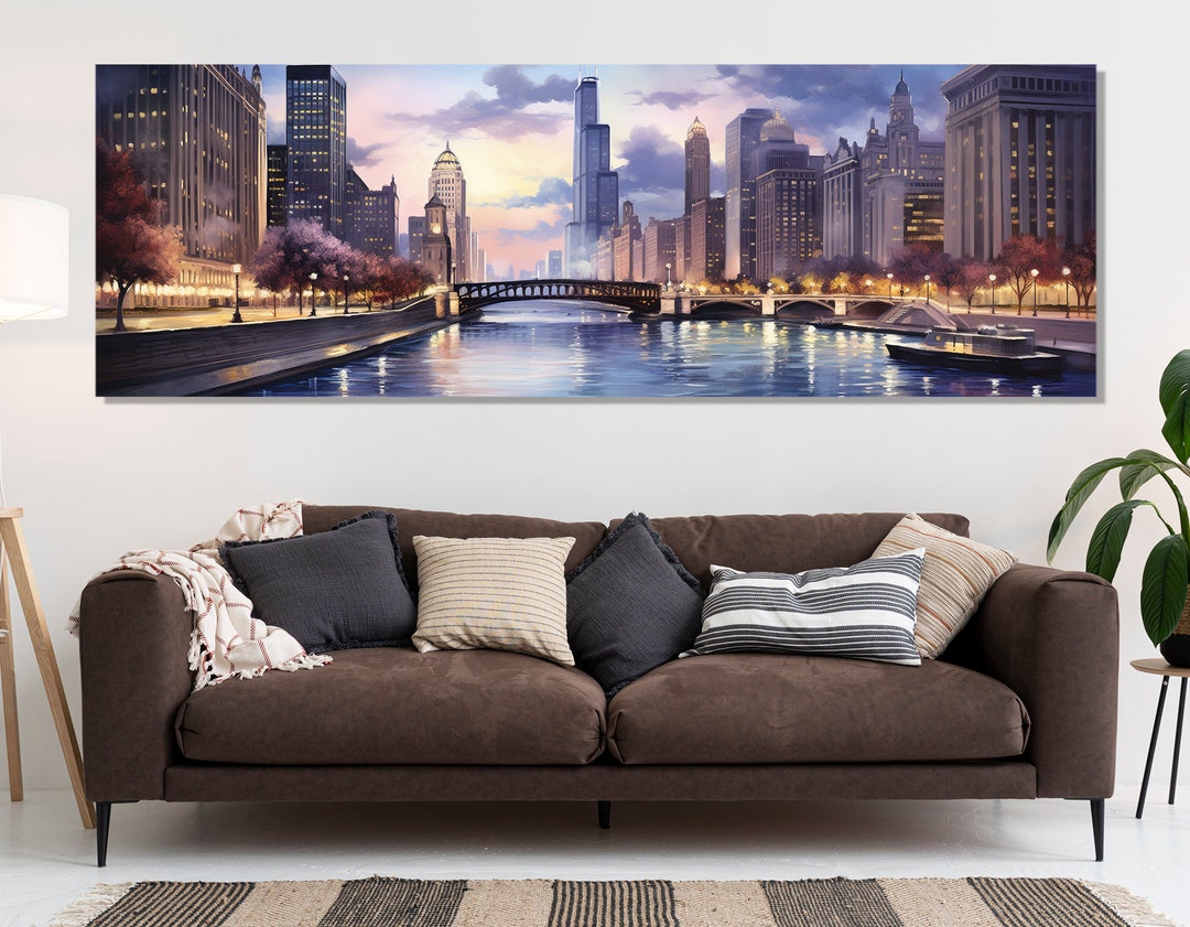 Large Chicago Wall Art, Vintage Chicago Canvas Print, Stunning Chicago ...