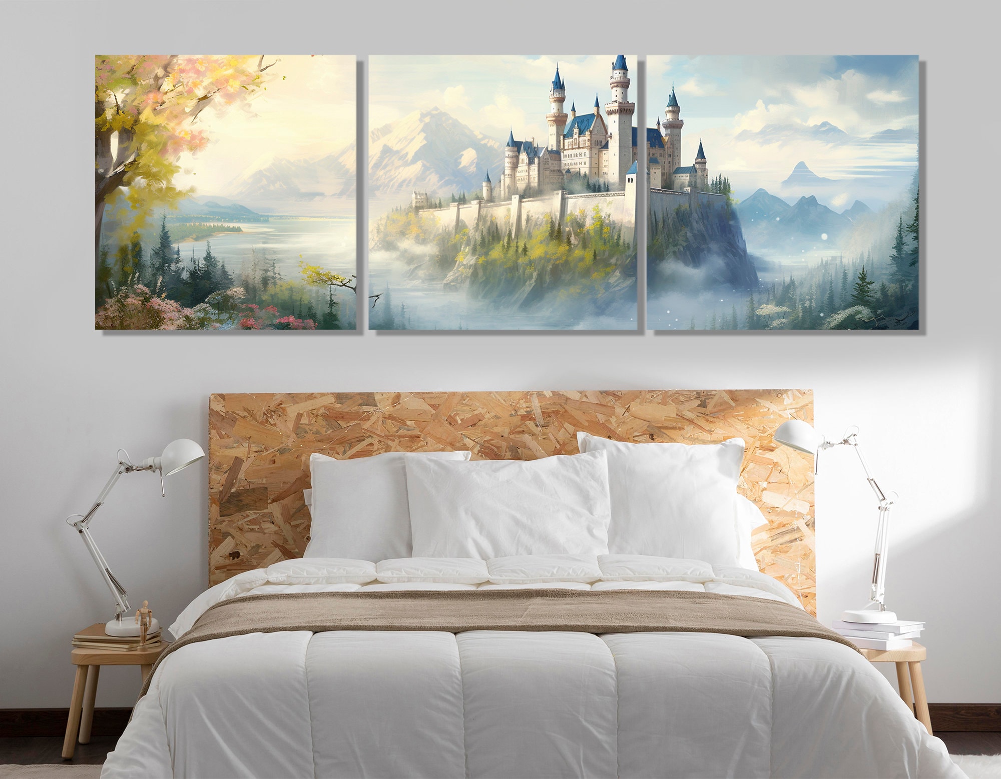 Large Neuschwanstein Castle Canvas Print, Vintage Neuschwanstein ...