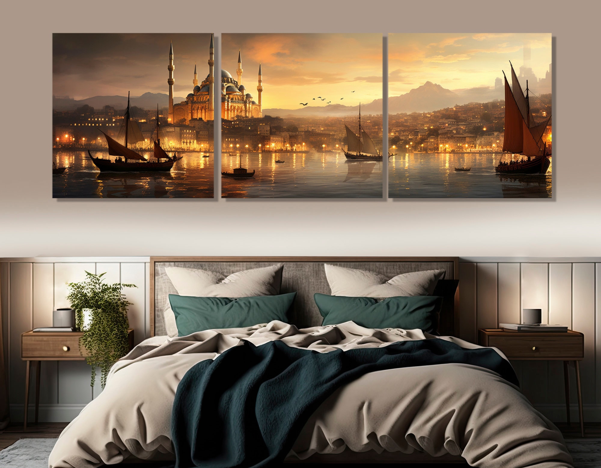 Vintage Istanbul Painting, Stunning Istanbul Canvas Print, Large ...