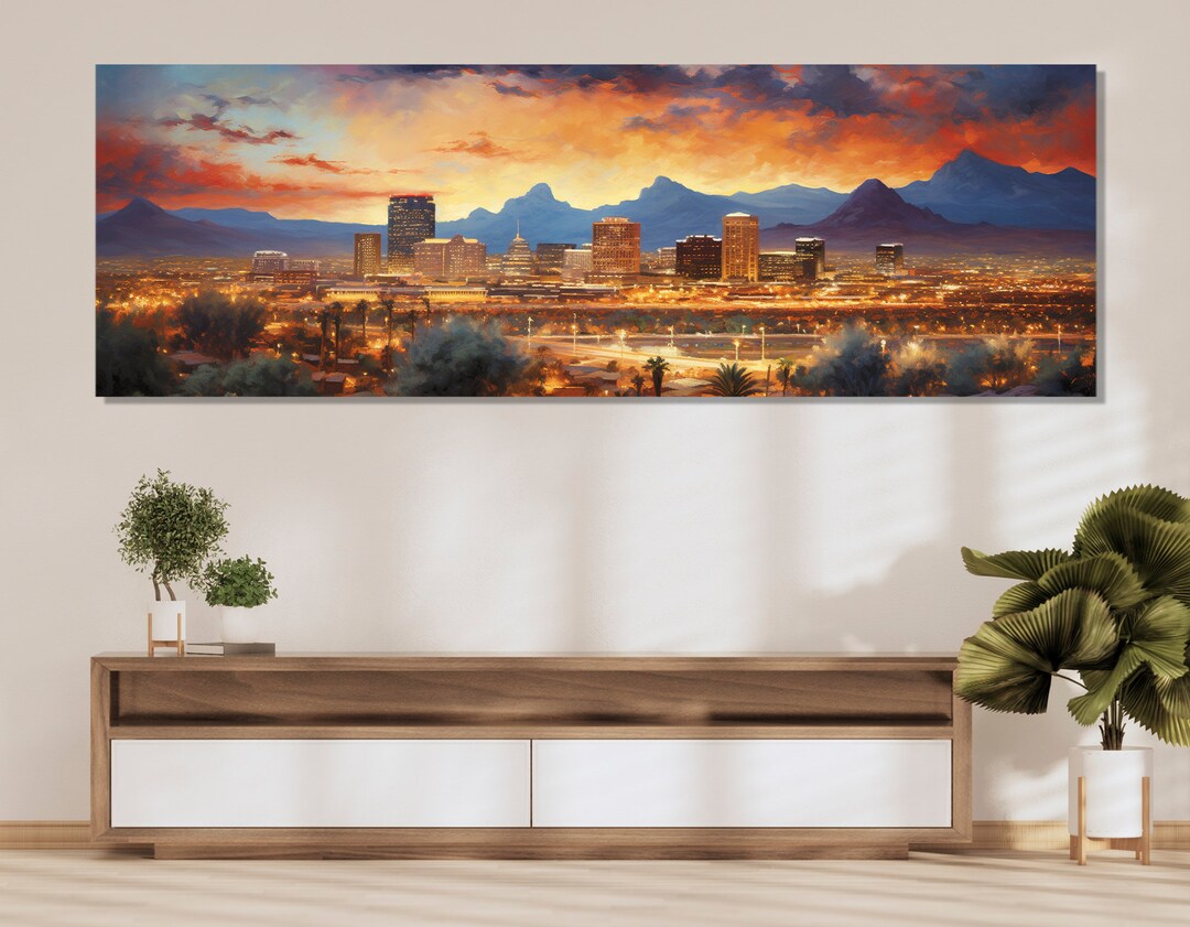 Scenic Phoenix Panorama, Phoenix Painting, Large Phoenix Wall Art ...