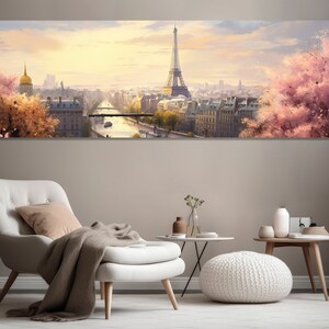 Large Paris Canvas Art, Beautiful Paris Panorama Painting Canvas Print ...