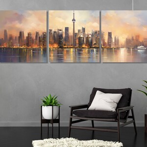 Vintage Toronto Skyline Painting, Toronto Canvas Print, Large Toronto ...