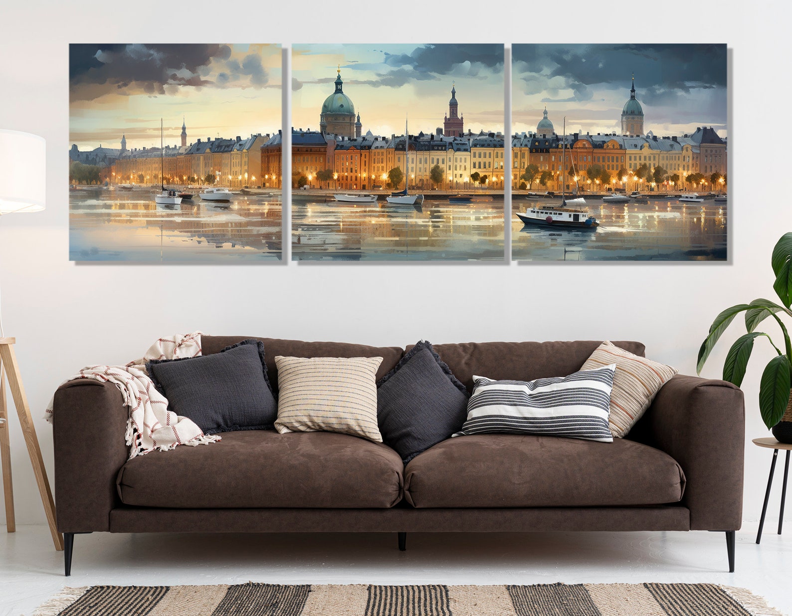 Vintage Helsinki Skyline Painting, Helsinki Canvas Print, Large ...