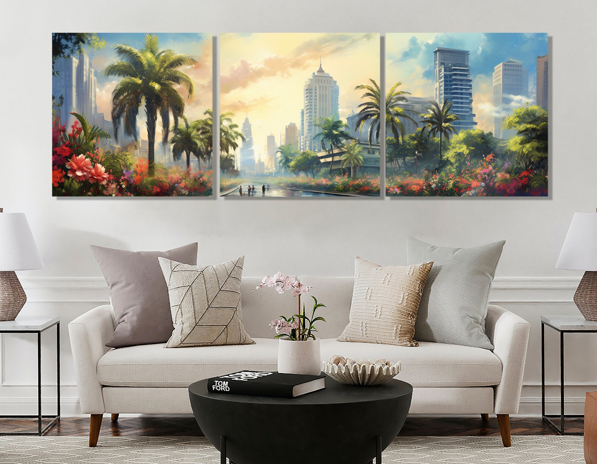 Beautiful Miami Canvas Print, Large Miami Wall Art, Miami Painting ...