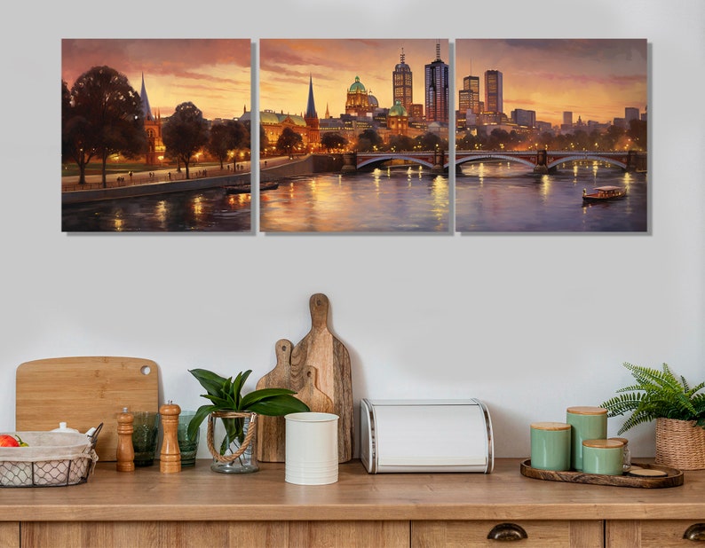Scenic Melbourne Skyline, Melbourne Canvas Print, Large Melbourne ...