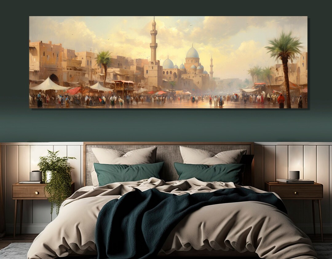 Vintage Cairo Downtown Painting, Cairo Canvas Print, Large Cairo Wall ...
