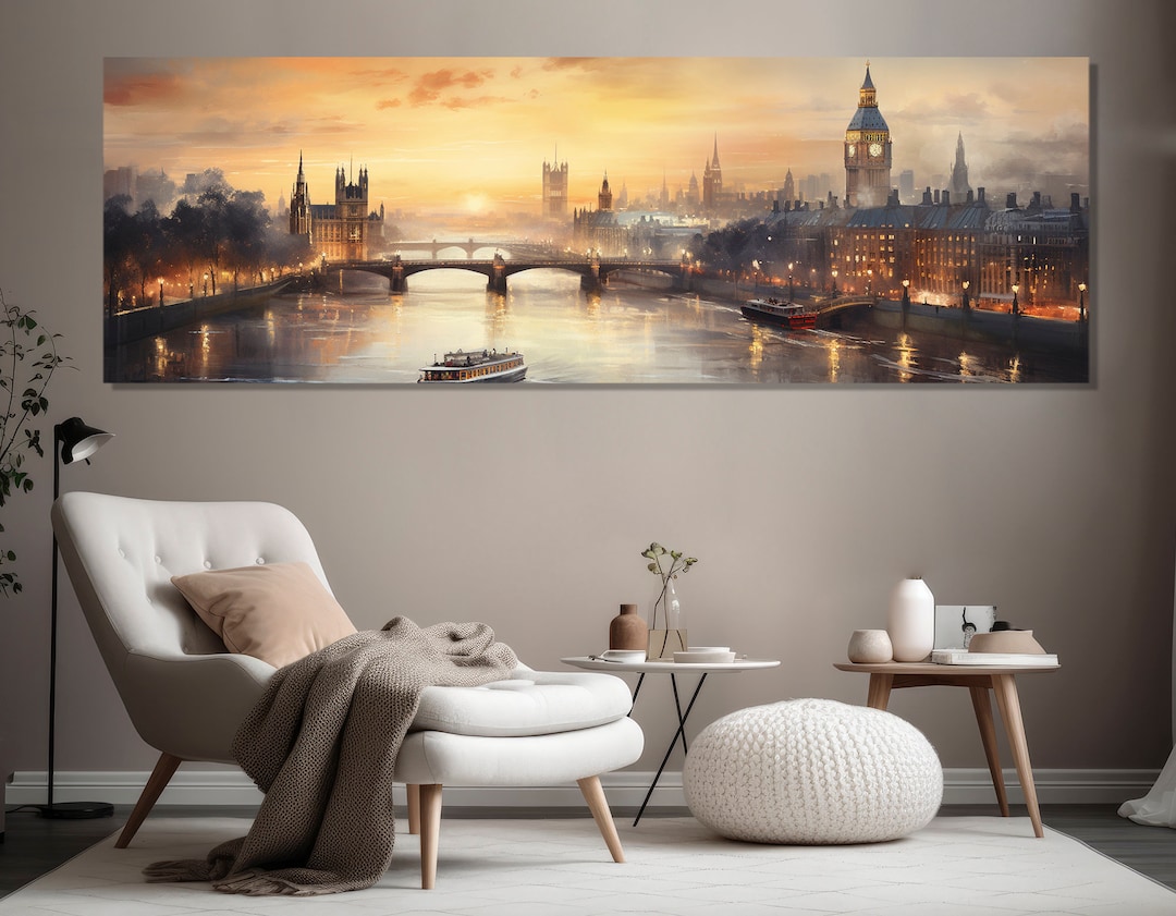 Vintage London Painting, Stunning London Canvas Print, Large London ...