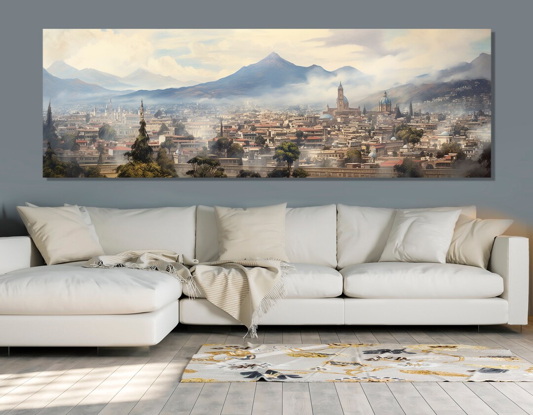Large Quito Skyline Canvas Print, Quito Painting, Stunning Quito Wall ...