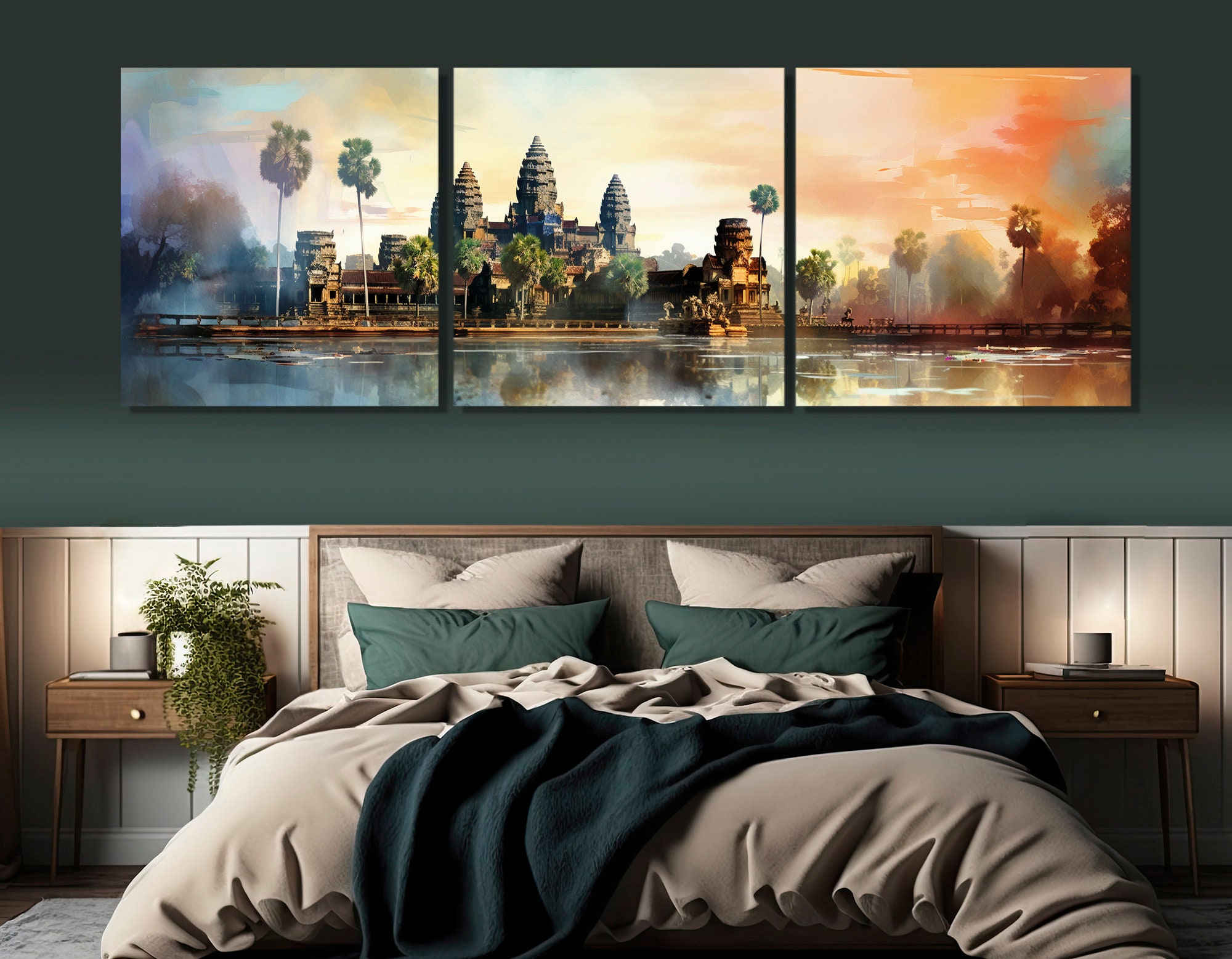 Ancient Angkor Wat Canvas Print, Siem Reap Painting, Large Angkor Wall ...