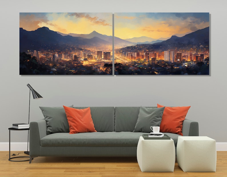 Large Caracas Skyline Canvas Print, Stunning Caracas Painting, Caracas ...