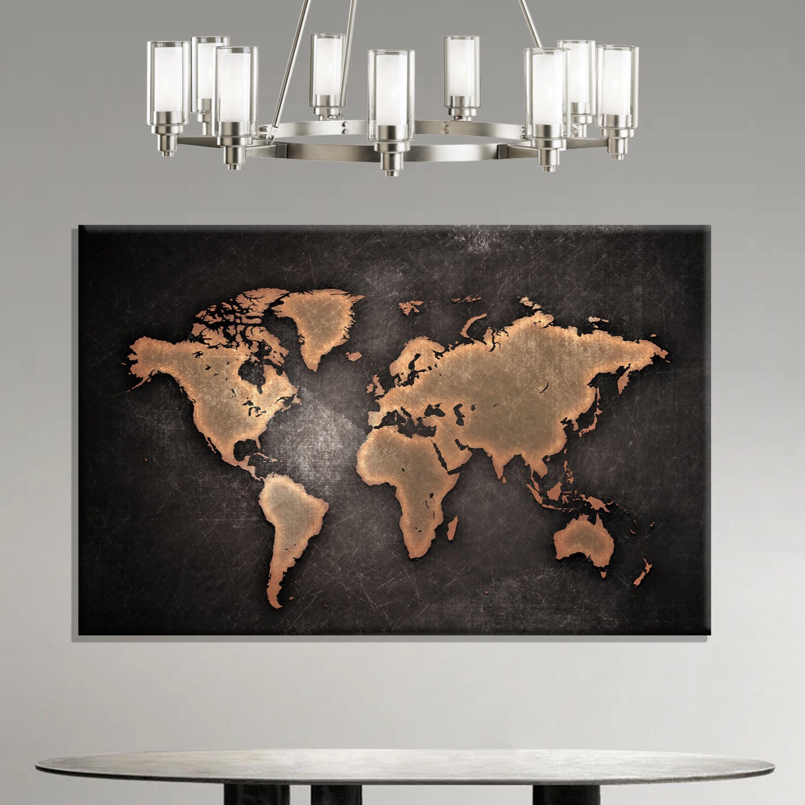 Rustic World Map Canvas Art, World Map Wall Art, Metal World Map ...