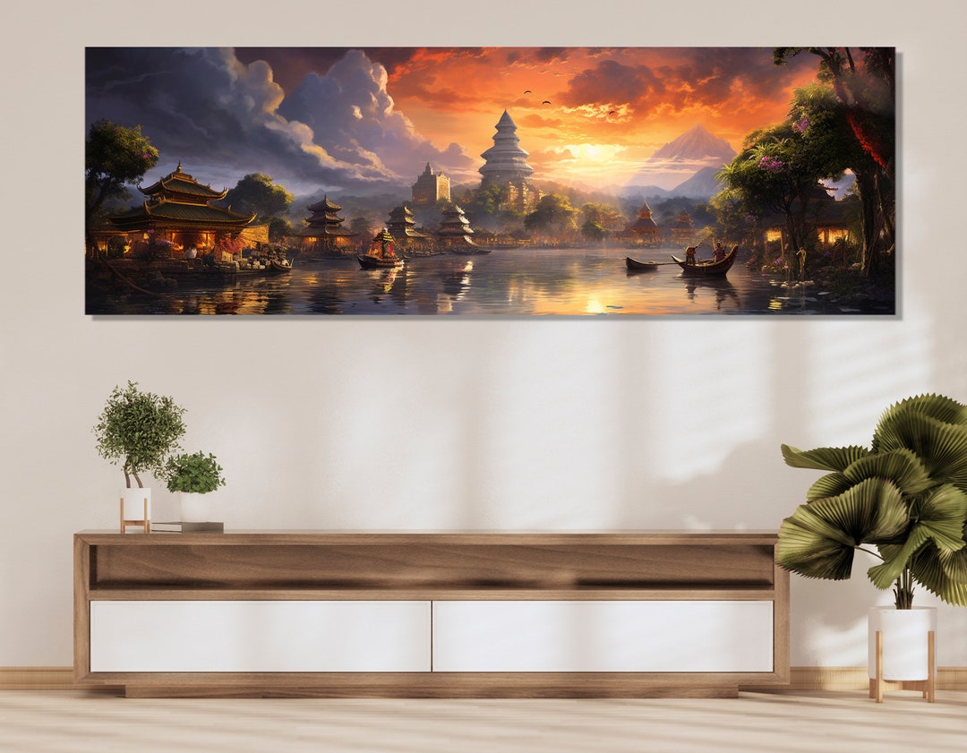 Stunning Bali Skyline Canvas Print, Large Bali Wall Art, Bali Painting ...